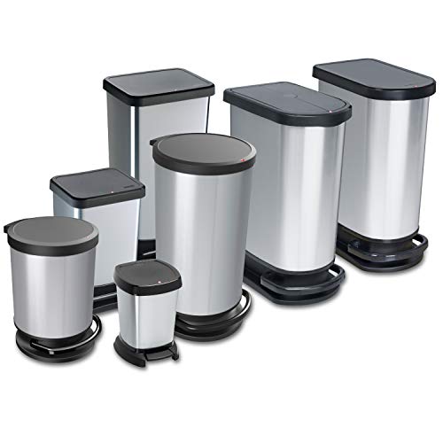 Rotho Paso Refuse Pedal Bin Duo 50 Litre, in-Mould Labelling Silver Metallic, One Size