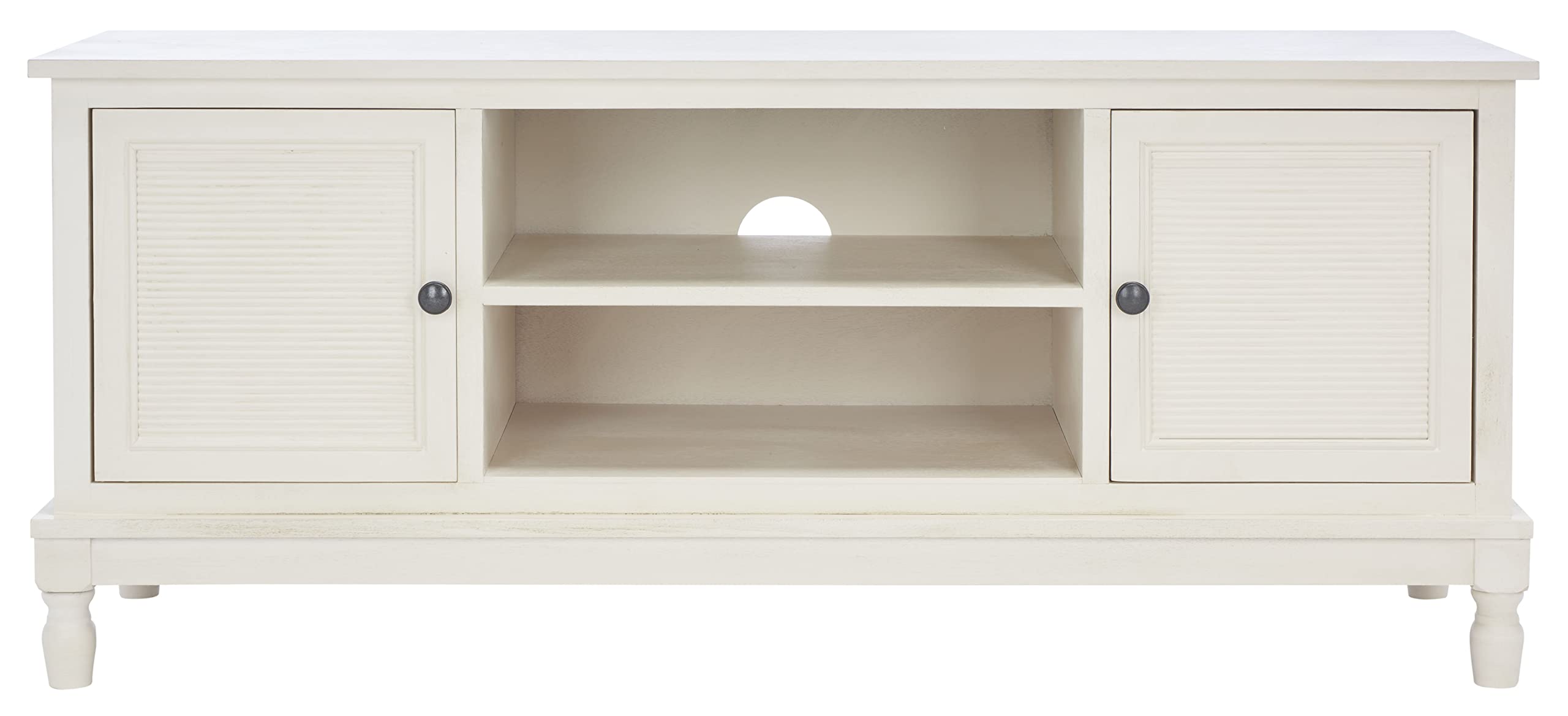 SAFAVIEH Home Collection Ryder Distressed White 2-Door 1-Shelf Entertainment Media Stand up to 55" Flatscreen TV