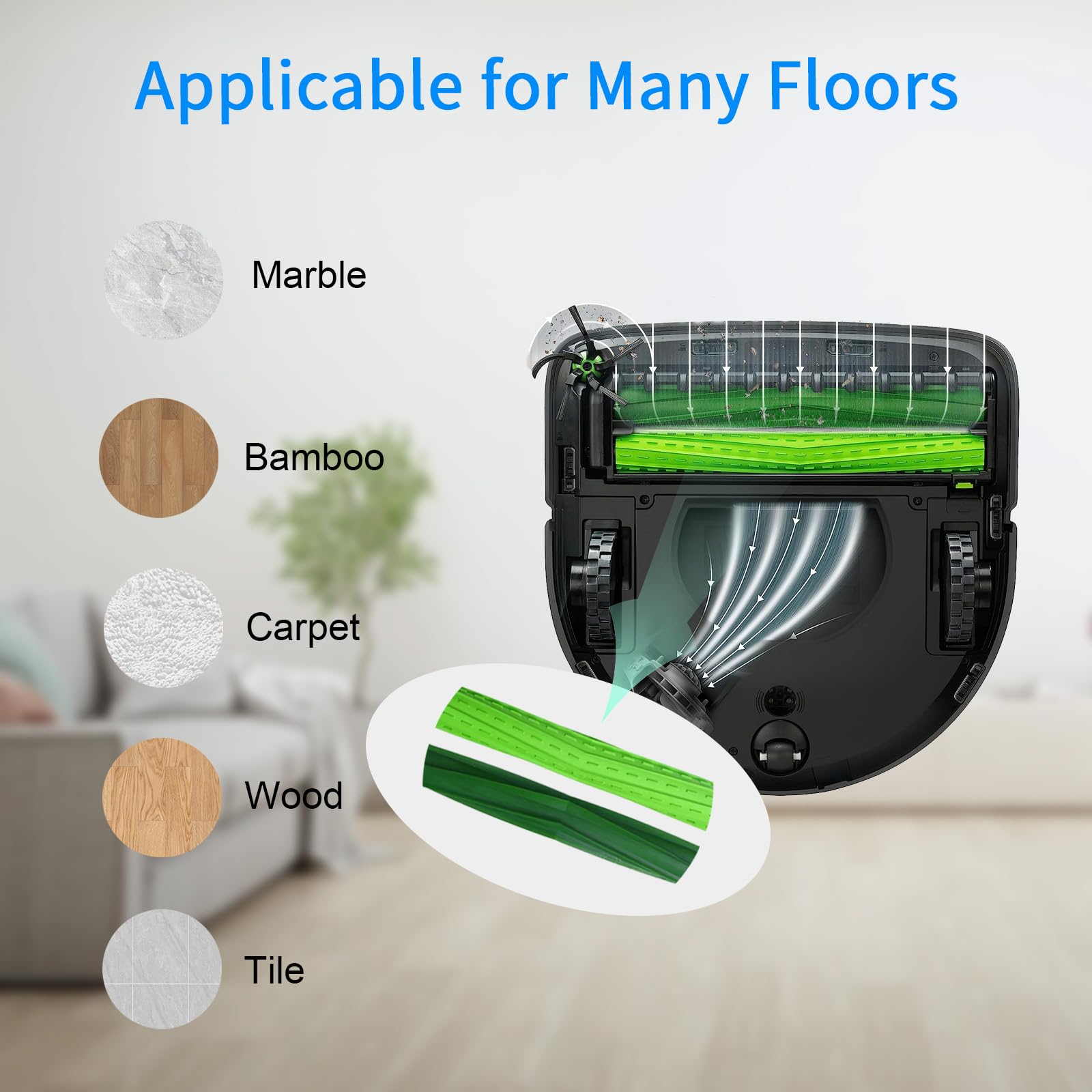 6 Pack S9 Replacement Brushes Parts for iRobot Roomba S9 (9150) S9+ S9 Plus (9550) S Series Wi-Fi Connected Robot Vacuum Cleaner, 3 Set Multi-Surface Rubber Brushes