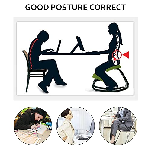XMSM Posture Correction Kneeling Chair Ergonomic for Office, Kids Angled Seat Learning Rocking Office Chair Knee Stool for Relief Men & Women, Teenager Hunchback,Poor Posture, Kyphosis, Etc
