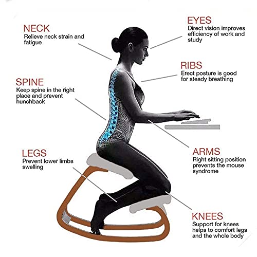 XMSM Posture Correction Kneeling Chair Ergonomic for Office, Kids Angled Seat Learning Rocking Office Chair Knee Stool for Relief Men & Women, Teenager Hunchback,Poor Posture, Kyphosis, Etc