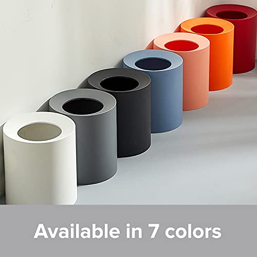 Modern Round Waste Basket - 2.1Gal/7.9L Open Top Trash Bin - Black Garbage Can with Removable Plastic Bin Liner - Touchless Bathroom Garbage Can or Trash Can for Kitchen - Minimalist Office Trash Can