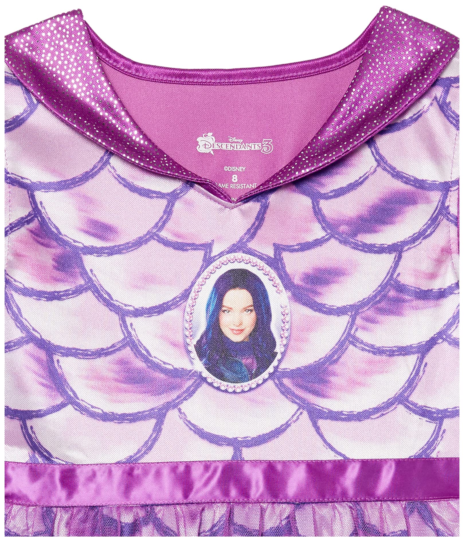 Disney Girls' Descendants Fantasy Gown Nightgown, MAL DRESS, 8