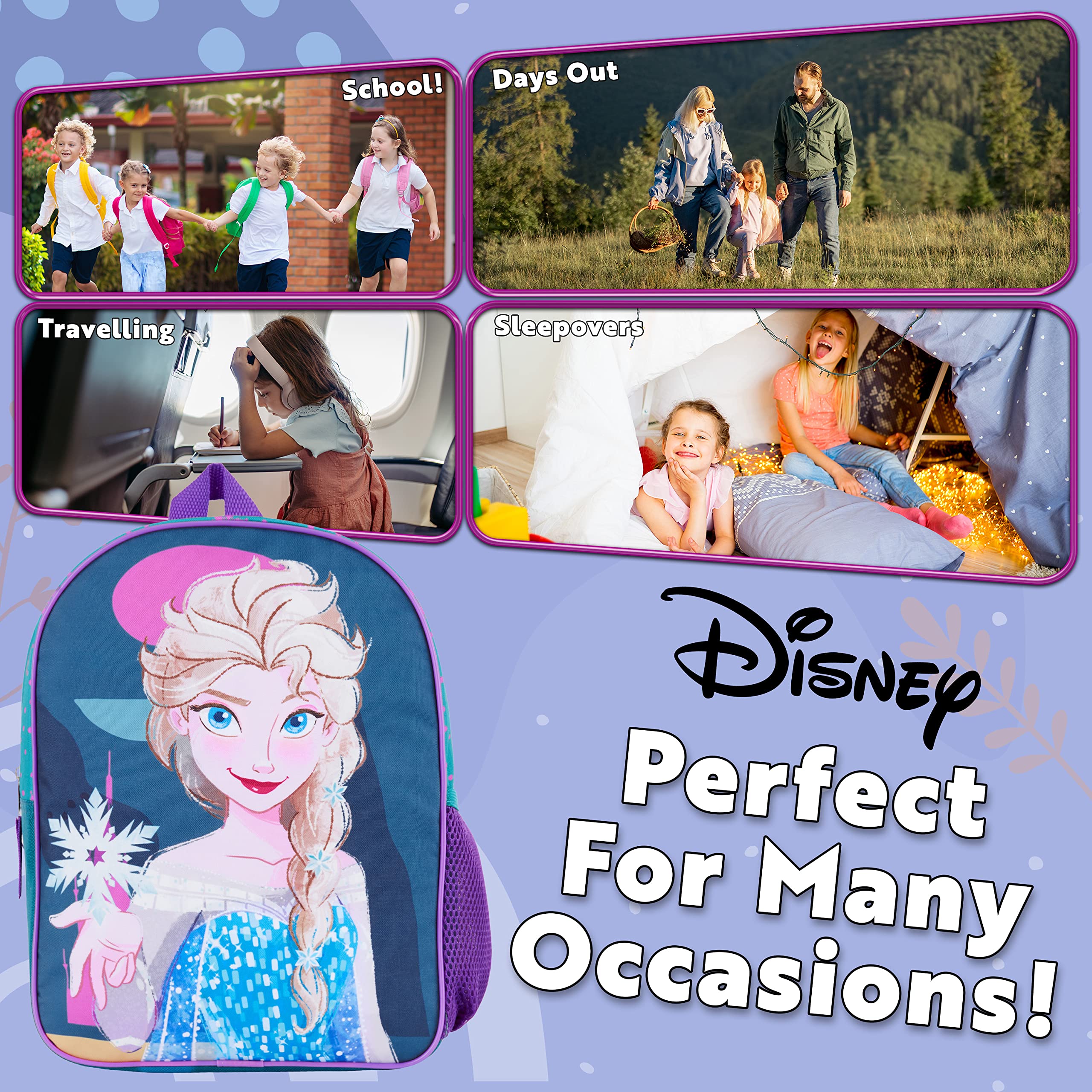 Disney Stitch Backpacks for Girls Elsa Minnie Mouse Backpack (Blue Frozen)