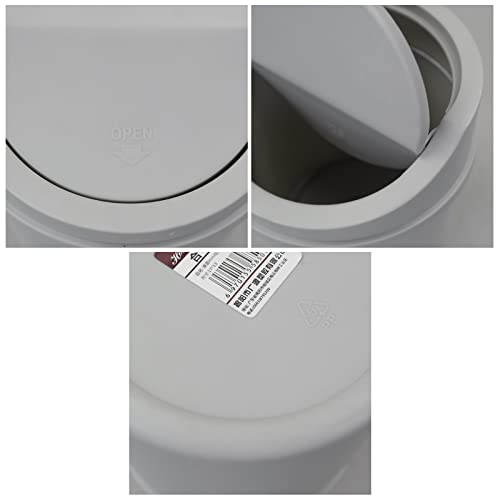 Dehouse 0.5 Gallon Tiny Swing Top Trash Can, Mini Desktop Garbage Bin, Gray