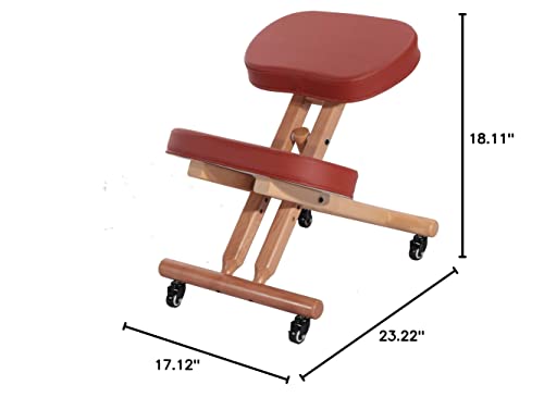 Master Massage Comfort Plus Wooden Kneeling Chair PREFECT FOR Home, Office & Meditation, Cinnamon