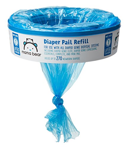 Amazon Brand - Mama Bear Diaper Pail Refills for Diaper Genie Pails, 2160 Count (8 Packs of 270 Count)