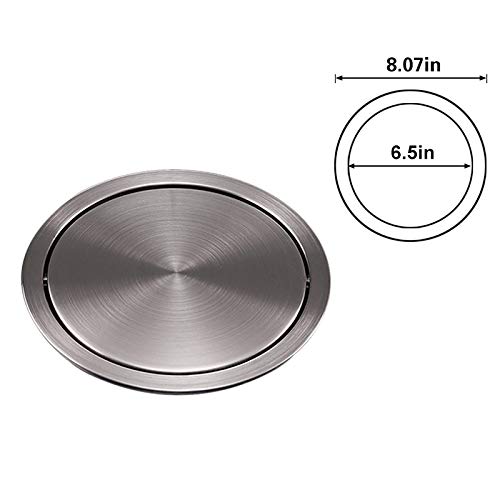 Pearlead Round Recessed Counter Top Cover Trash Bin Built-in Flap Garbage Can Kitchen Bench Stainless Steel(Silver)