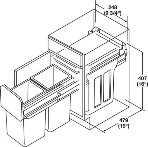 Kitchen Cabinet Double Waste Bin HAILO Tandem 30L Under The Sink Waste sorter 2 x 15 liters