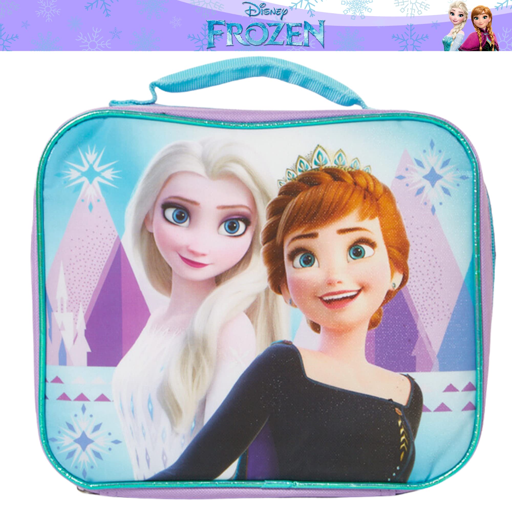 Disney Frozen 2 Lunch Box with Water Bottle Set- Kids Soft Insulated Lunch Bag for Girls and Boys