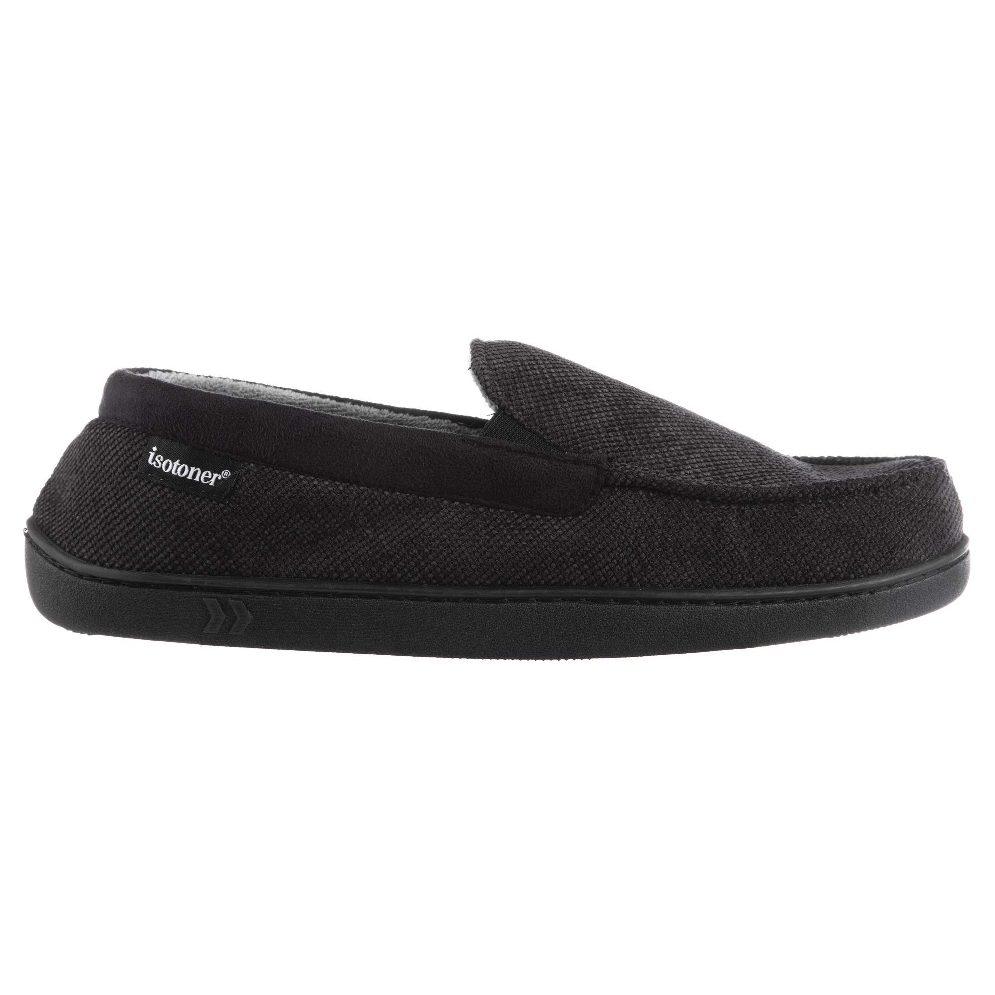 isotoner Men's Slipper, Diamond Corduroy Moccasin with Memory Foam and Skid Resistance for Indoor/Outdoor Comfort