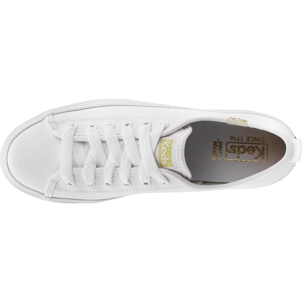 Keds Triple Up Leather, Sneaker Womens, White Leather, 7 Medium
