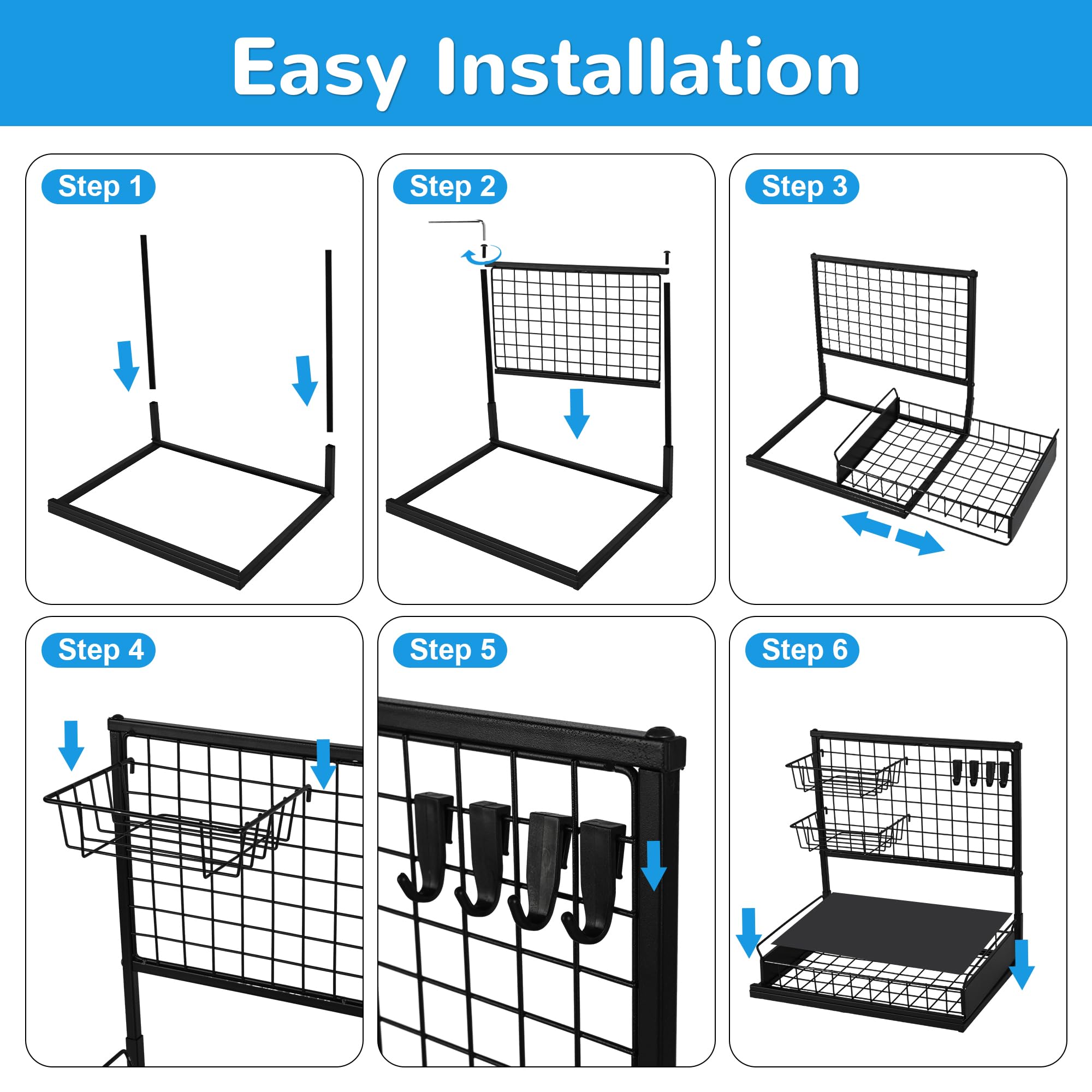 Under Sink Storage,Under Bathroom Sink Organizer and Storage, No Drilling Rustproof Stainless Steel Pull Out Shelf for Kitchen Bathroom (Black)