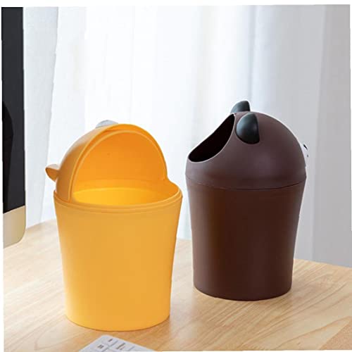 Zonster Mini Trash Can with Lid Desktops Cartoon Animals Waste Basket Rubbish Storage Bin Garbage Organizer for Office Kids Bedroom, One Size