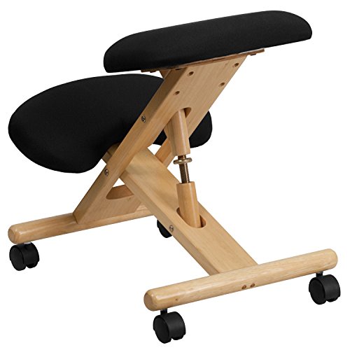 My Friendly Office MFO Mobile Wooden Ergonomic Kneeling Chair in Black Fabric