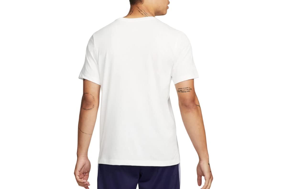 Nike Sportswear Men's T-Shirt (US, Alpha, Small, Regular, Regular, White/Blue)