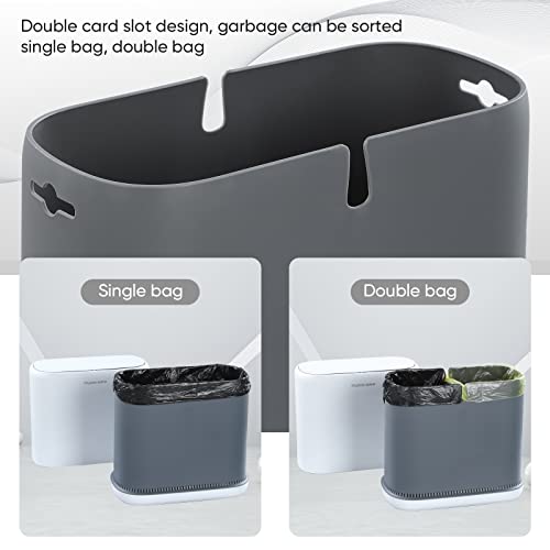 JOYBOS Adsorption Bathroom Trash Can with Lids,Kitchen Wastebasket with Press Type Lid,15L Dogproof Slim Plastic Narrow Garbage Can,4 Gallon Garbage Bin for Home,Office and Narrow Place