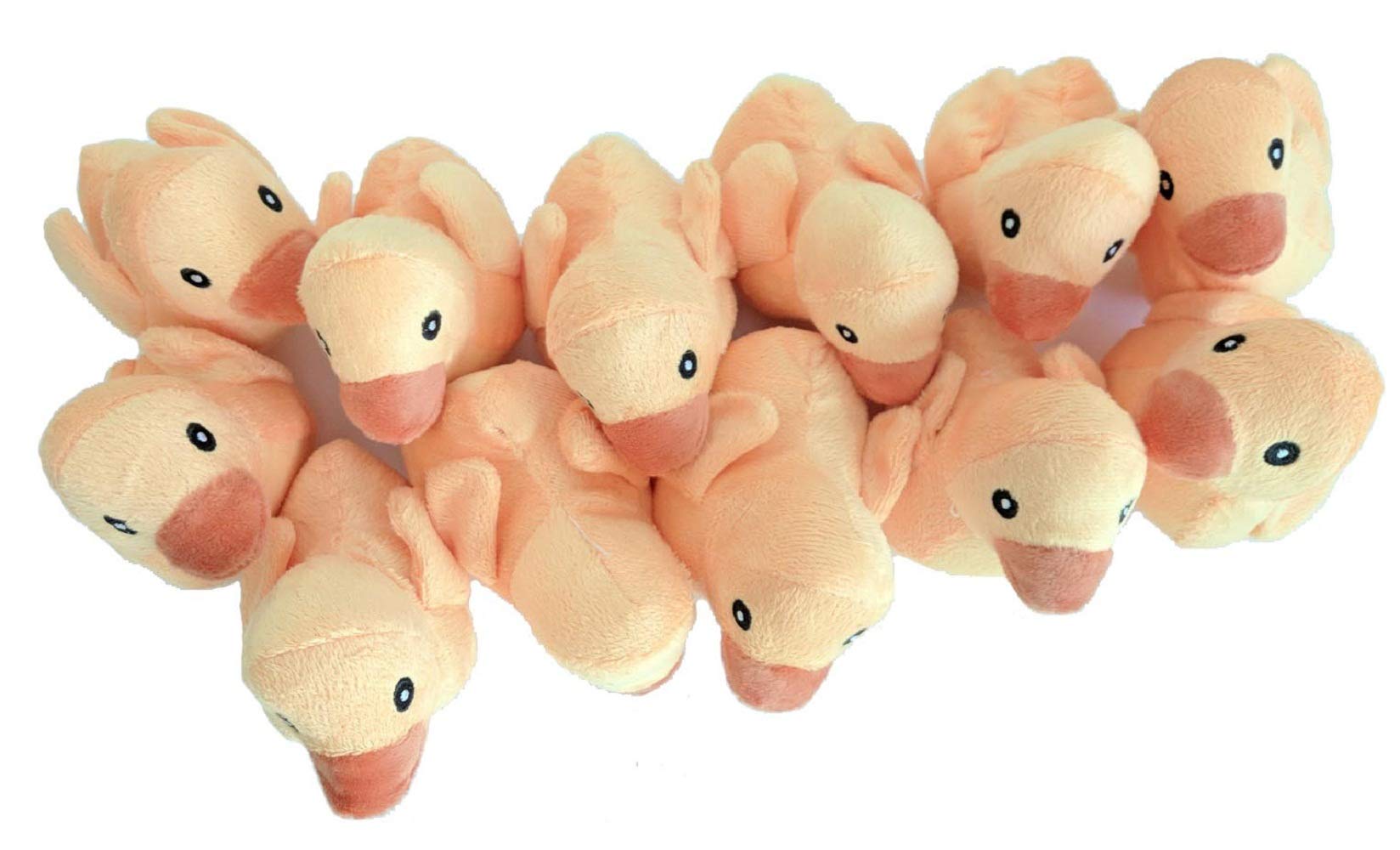 StarTechDeals Yellow Ducks Squeaky Toys, for Small Dog, Puppy Chew Toys, Plush Dog Toy (12 Ducks)