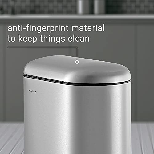 happimess HPM1010A Roland 10.6-Gallon Step-Open Trash Can, Modern, Minimalistic, Fingerprint-Proof, Rustproof, Hands-Free, Kitchen, Laundry Room, Office, 10.6 Gallons, Chrome