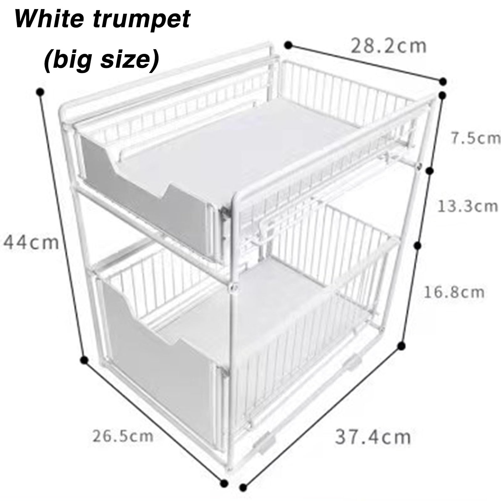 UVCMDUI Under Sink Organizer, Under Kitchen Sink Organizer, Kitchen Essentials Multi-Purpose Pull Out Cabinet Organizer for Kitchen Bathroom Storage Home Organization,White,L