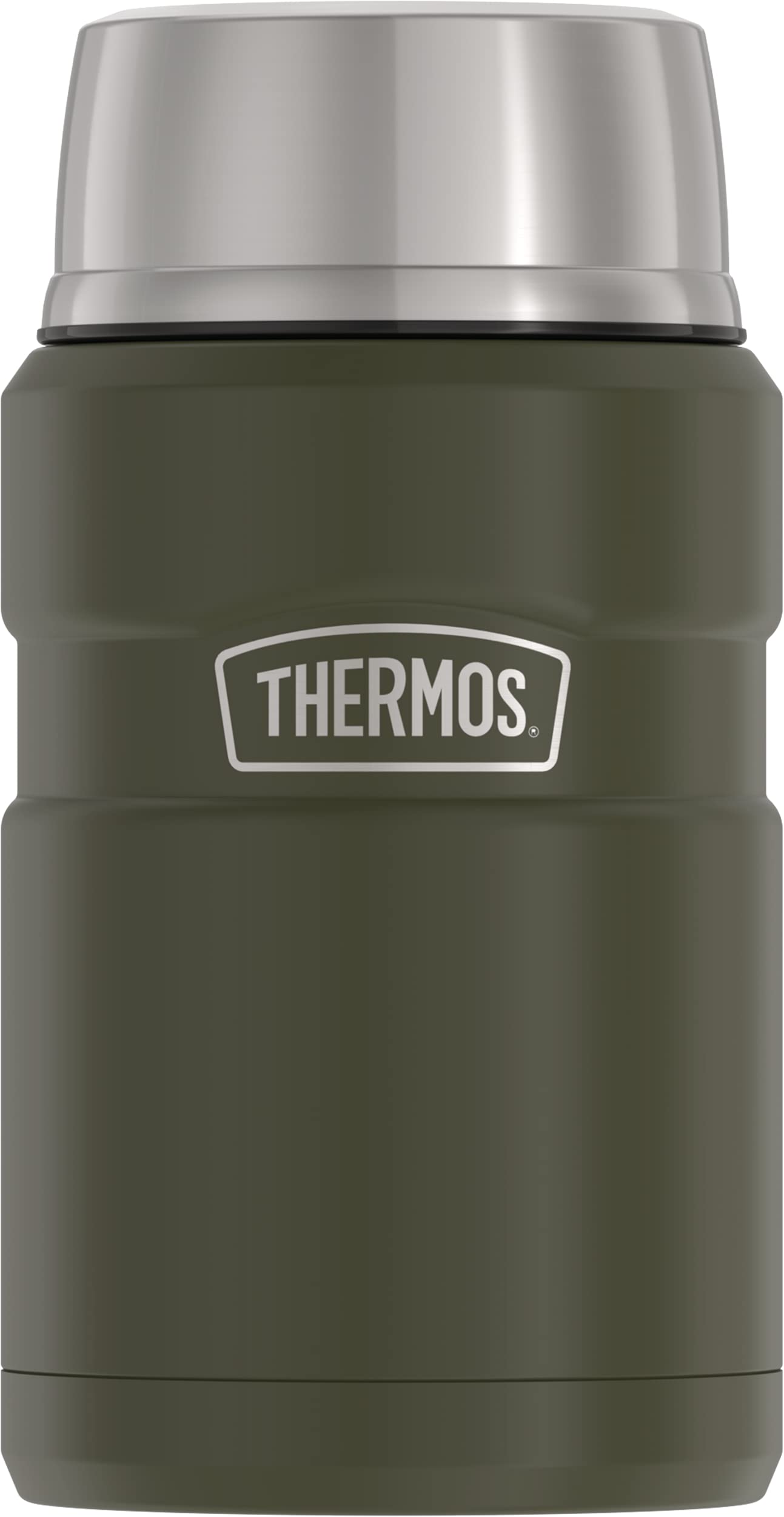 THERMOS Stainless King Vacuum-Insulated Food Jars, 16 Ounce and 24 Ounce, Matte Steel and Army Green