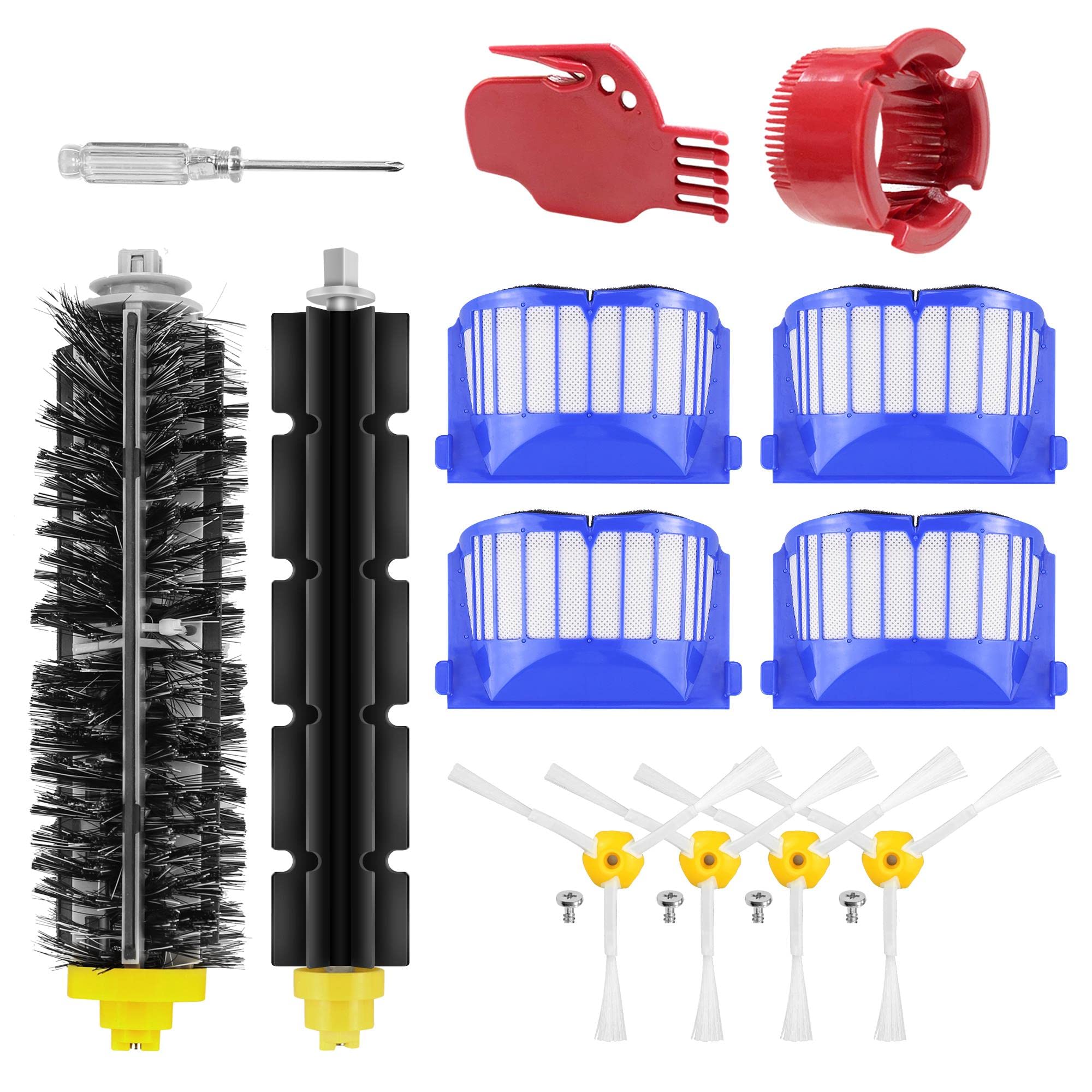 REPLACEMENTOR 10 Pack Replacement Parts for iRobot Roomba 600 Series, Filter Side Brush & Bristle and Beater Brush Accessories Kit for Roomba 675 690 680 670 660 655 651 650 630 620 595 529 528