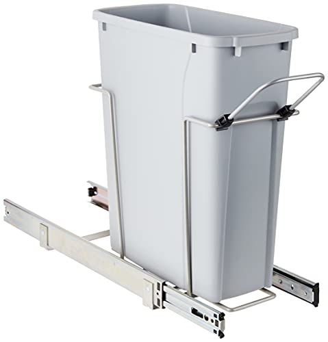 Knape & Vogt RS-PSW9-1-20-P 17 in. H x 8 in. W x D Steel in-Cabinet 20 Qt. Single Platinum Pull Out Trash Can
