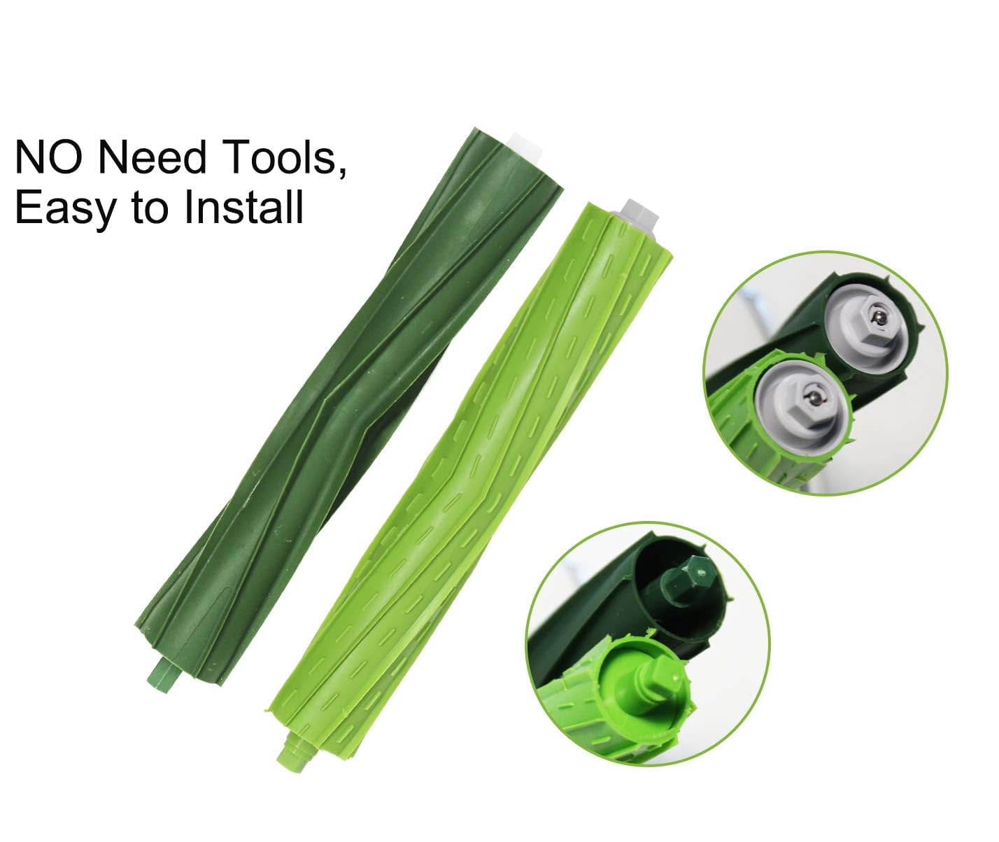 MZY LLC Replacement Parts for iRobot Roomba i7 i7+ i2 i3 i3+ i4 i4+ i6 i6+ i8 i8+/Plus j7 j7+ E5 E6 E7, I, E & J Series Vacuum Cleaner, 2 Set Rubber Brushes, 8 HEPA Filters and 8 Side Brushes