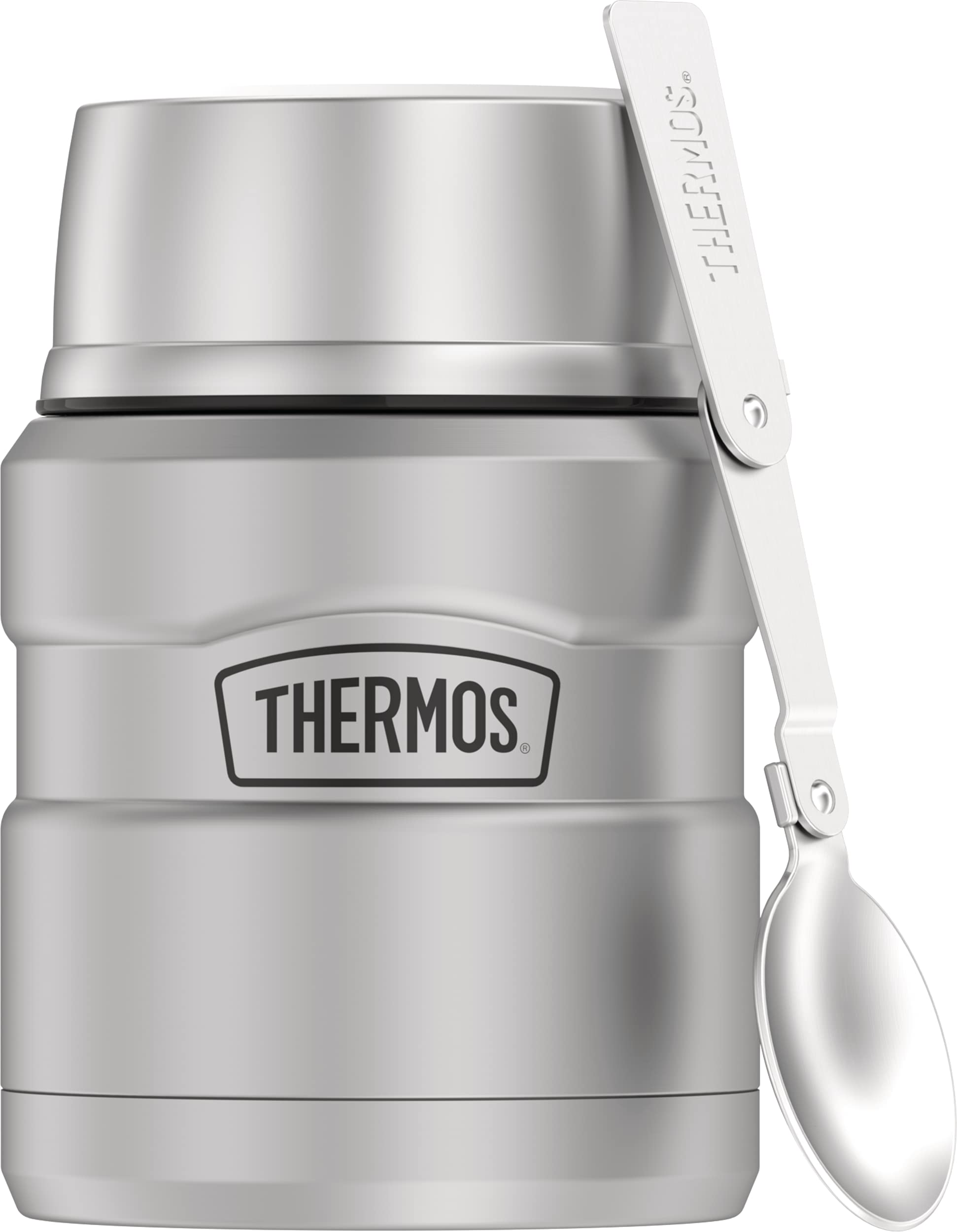 THERMOS Stainless King Vacuum-Insulated Food Jars, 16 Ounce and 24 Ounce, Matte Steel and Army Green