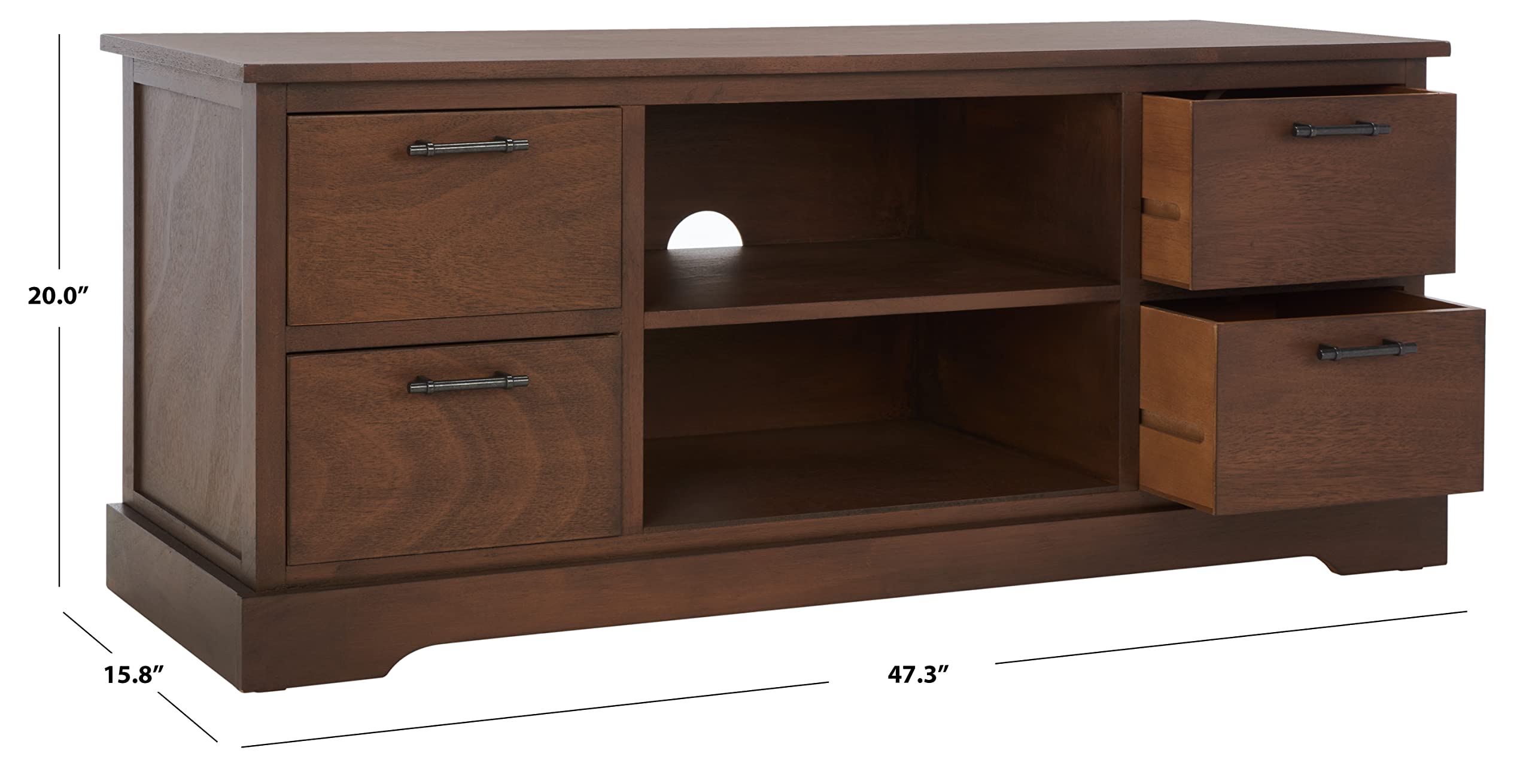 SAFAVIEH Home Collection Filbert Brown 4-Drawer Entertainment Media Stand up to 55" Flatscreen TV (Fully Assembled)