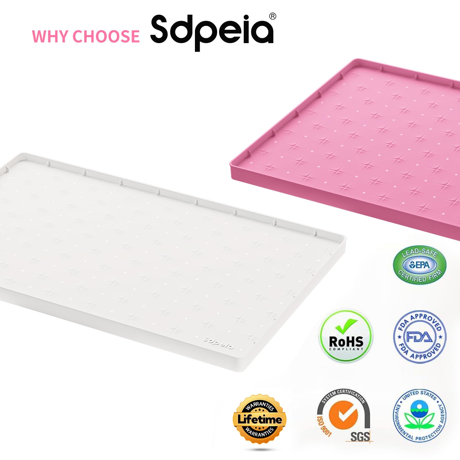 Sdpeia Under Sink Mat for [28" x 22"] Cabinet, Upgraded Silicone Waterproof Mat Kitchen Cabinet Liner Cabinet Protector Kitchen Organizers and Storage