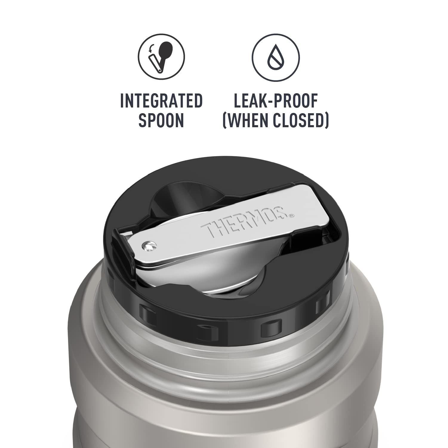 THERMOS Stainless King Vacuum-Insulated Food Jars, 16 Ounce and 24 Ounce, Matte Steel and Army Green