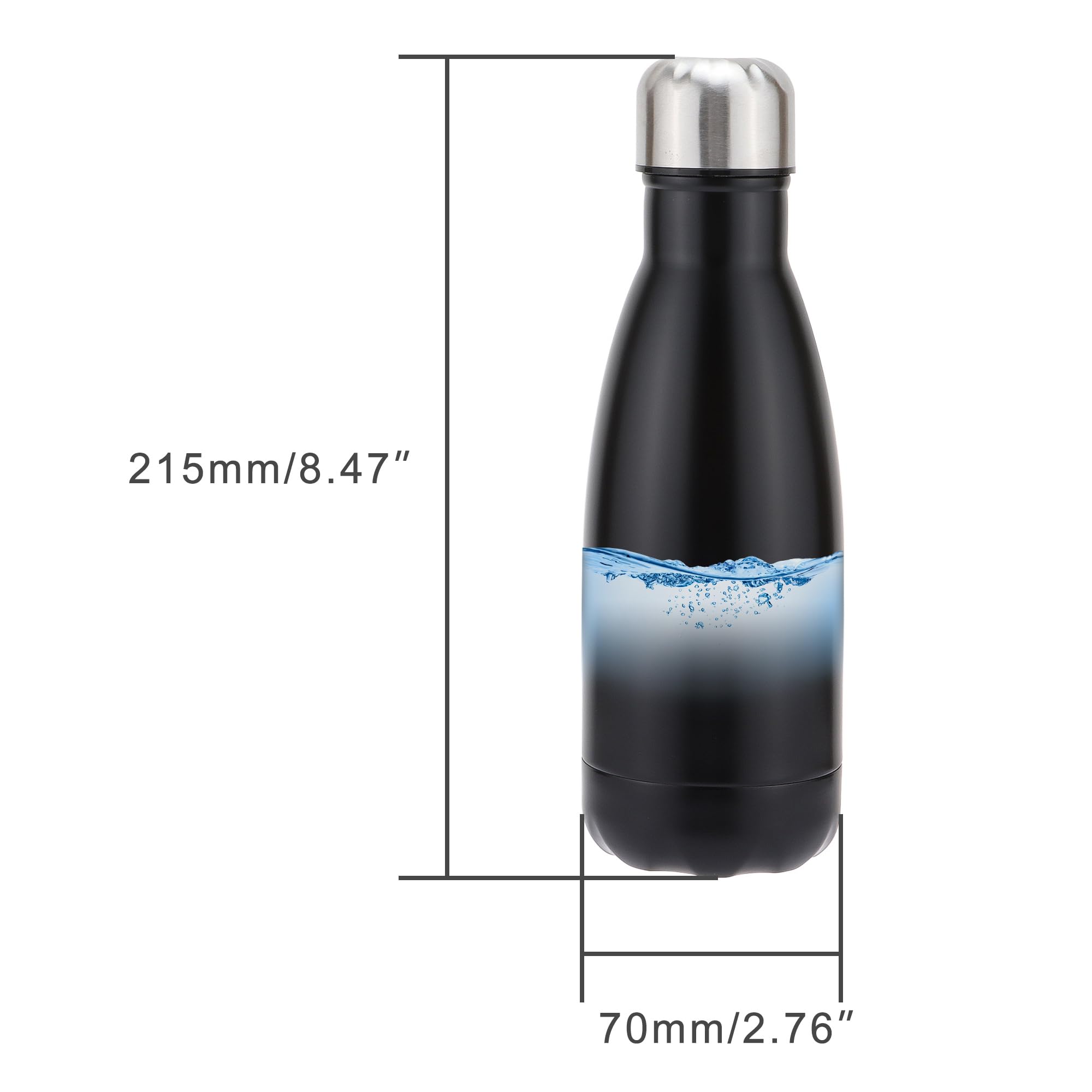 GOOFIT Stainless Steel Water Bottle 500 ml,Double-Walled Vacuum Insulated Thermos Flask Keeps Cold Hot Drinks 10 Hours,BPA-Free,Drinking bottle with Lid for Children, Toddlers, School, Nursery Black