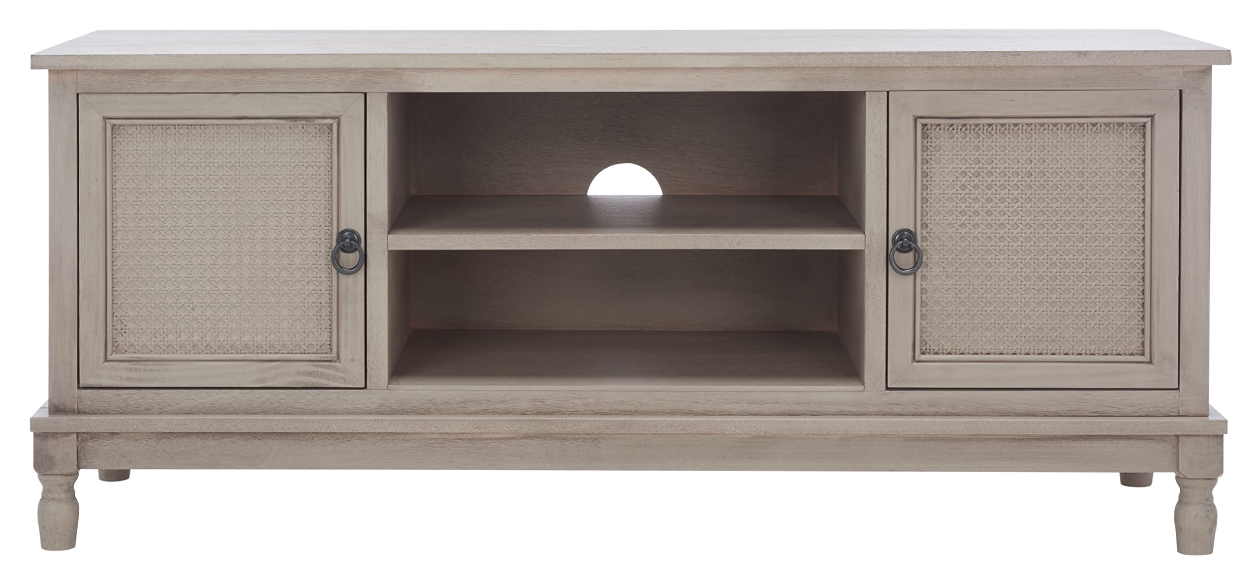 SAFAVIEH Home Collection Haines Greige 2-Door 1-Shelf Entertainment Stand up to 55" Flatscreen TV Media Unit