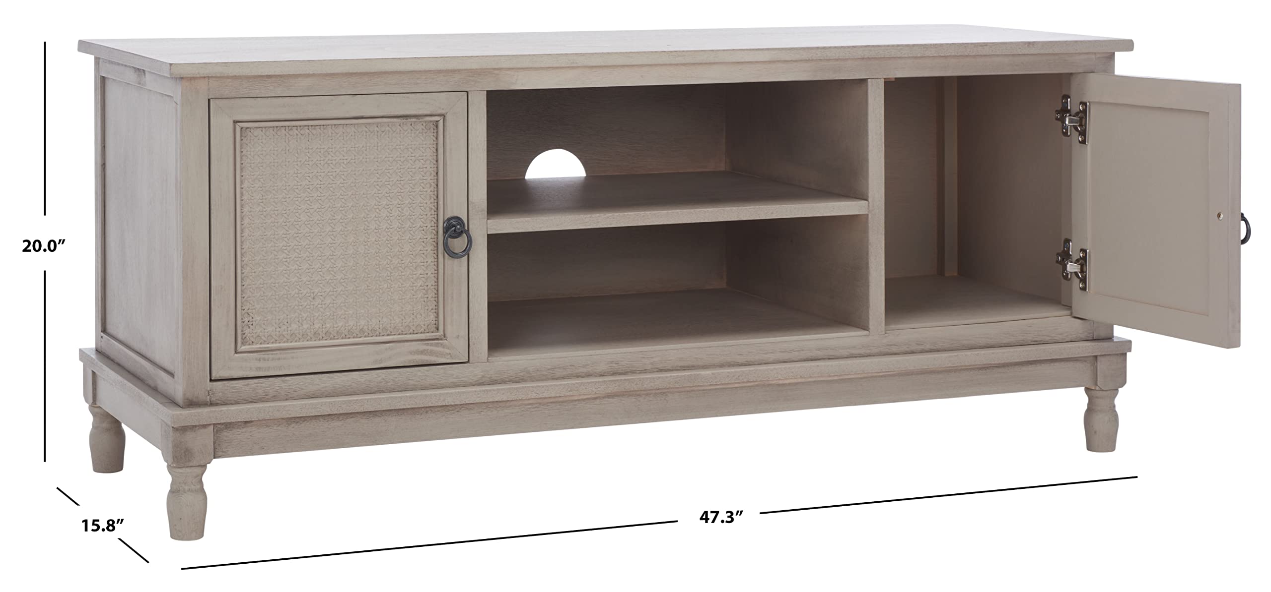 SAFAVIEH Home Collection Haines Greige 2-Door 1-Shelf Entertainment Stand up to 55" Flatscreen TV Media Unit