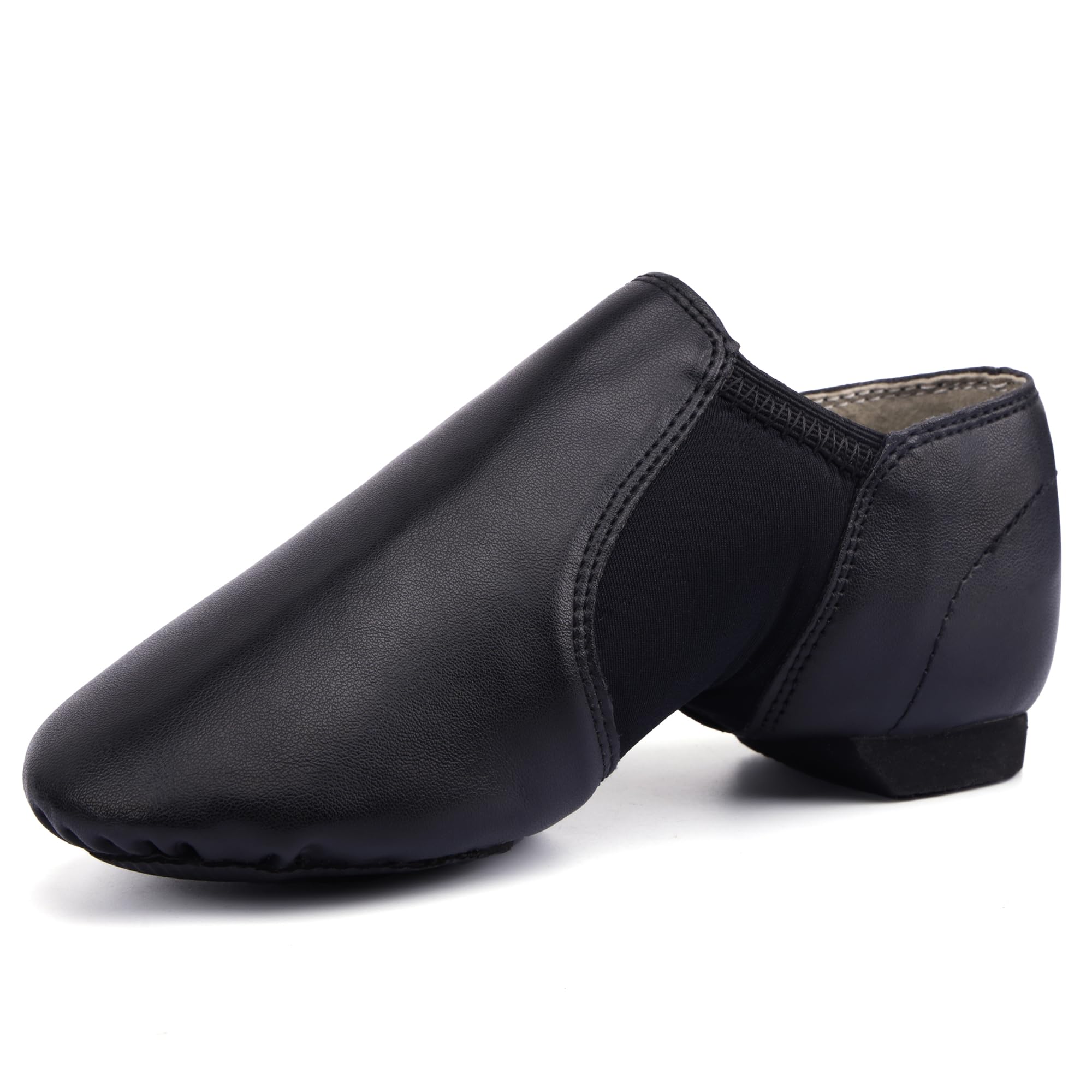 Linodes PU Leather Jazz Shoe Slip On Dance Shoes for Girls and Boys (Toddler/Little Kid/Big Kid)-Black-1.5M-Little Kid