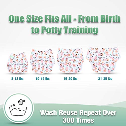 wegreeco Washable Reusable Baby Cloth Pocket Diapers 6 Pack + 6 Bamboo Inserts (with 1 Wet Bag, Flower)