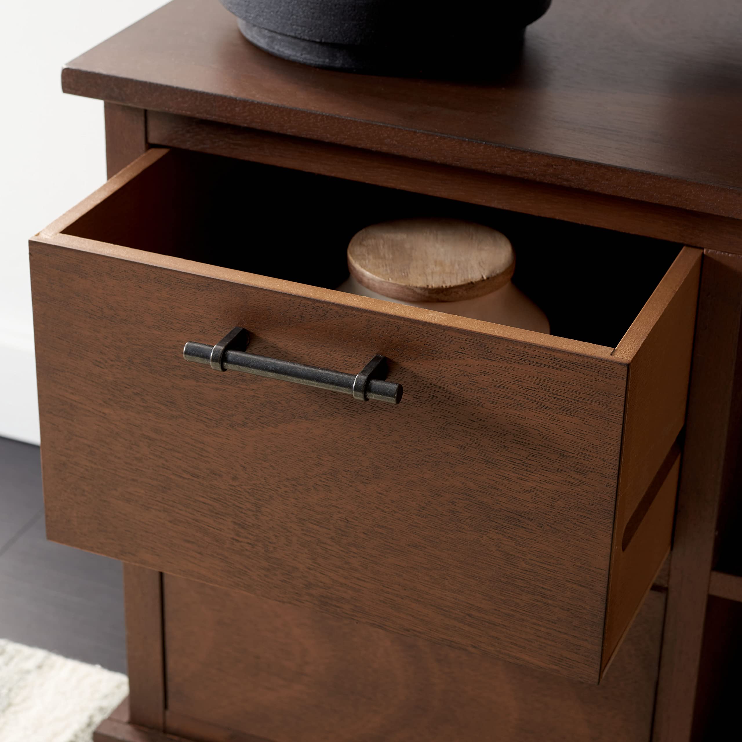 SAFAVIEH Home Collection Filbert Brown 4-Drawer Entertainment Media Stand up to 55" Flatscreen TV (Fully Assembled)