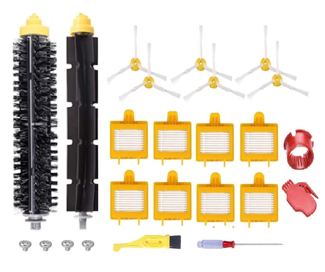 ECOMAID Replacement Parts for iRobot Roomba 700 Series 770 777 760 761 780 790 Robotic Vacuum Cleaners 8pc Filter 6pc Side Brush 1pc Bristle Brush Flexible Beater Brush Cleaning Tool