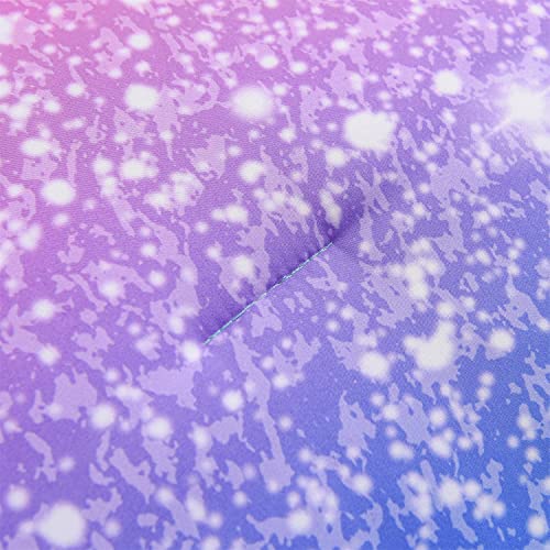 Holawakaka Kids Space Star Glitter Comforter Set Ombre Pink & Blue Print Gradient Bedding Set Twin Size (Pink Blue, Twin)