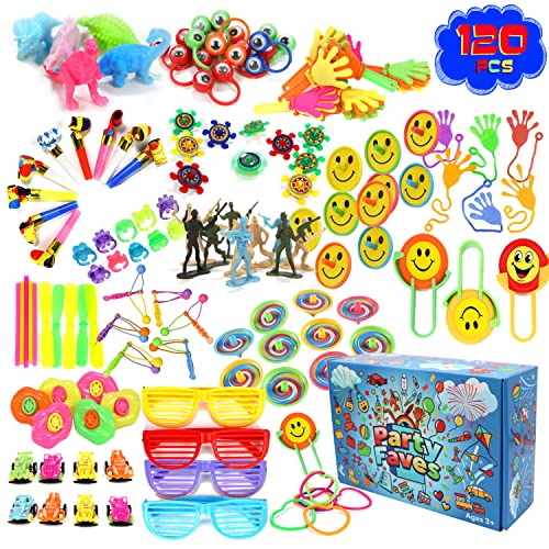 Party Faves 120PC Party Favors for Kids Goodie Bags Classroom Carnival Birthday Treasure Box Prizes Pinata Stuffers