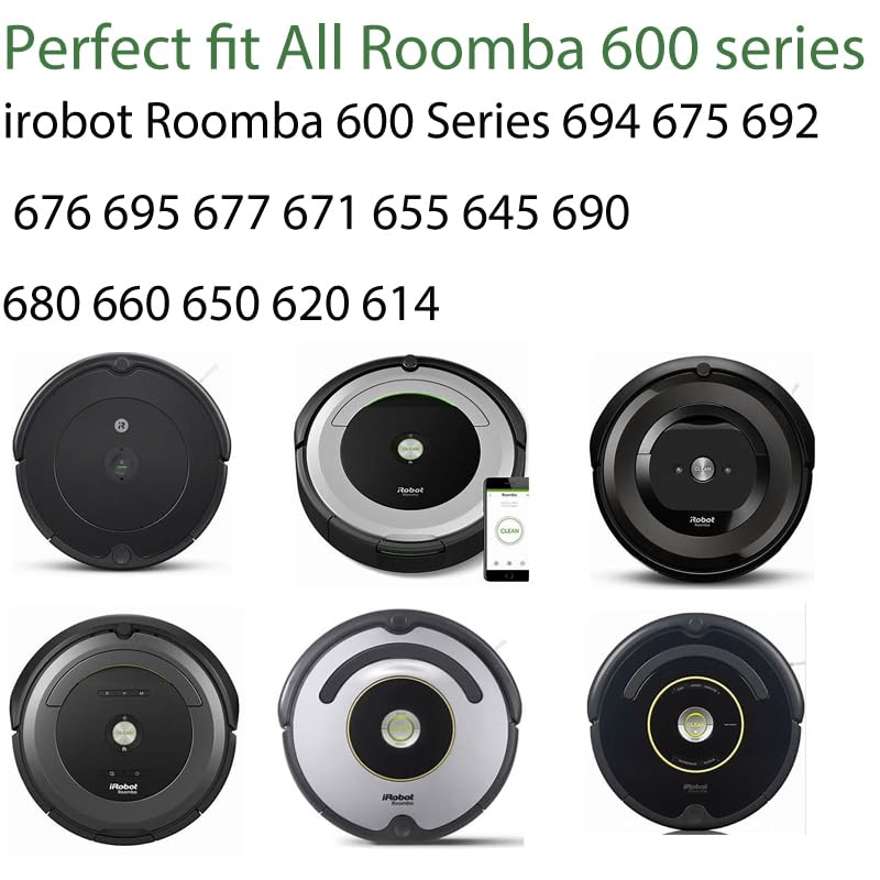 Replacement Parts Accessories Kit for irobot Roomba 600 Series 694 695 677 671 690 680 660 650 620 614 595 585 564,3 Bristle & Beater Brushes, 6 Filters, 8 Side Brushes