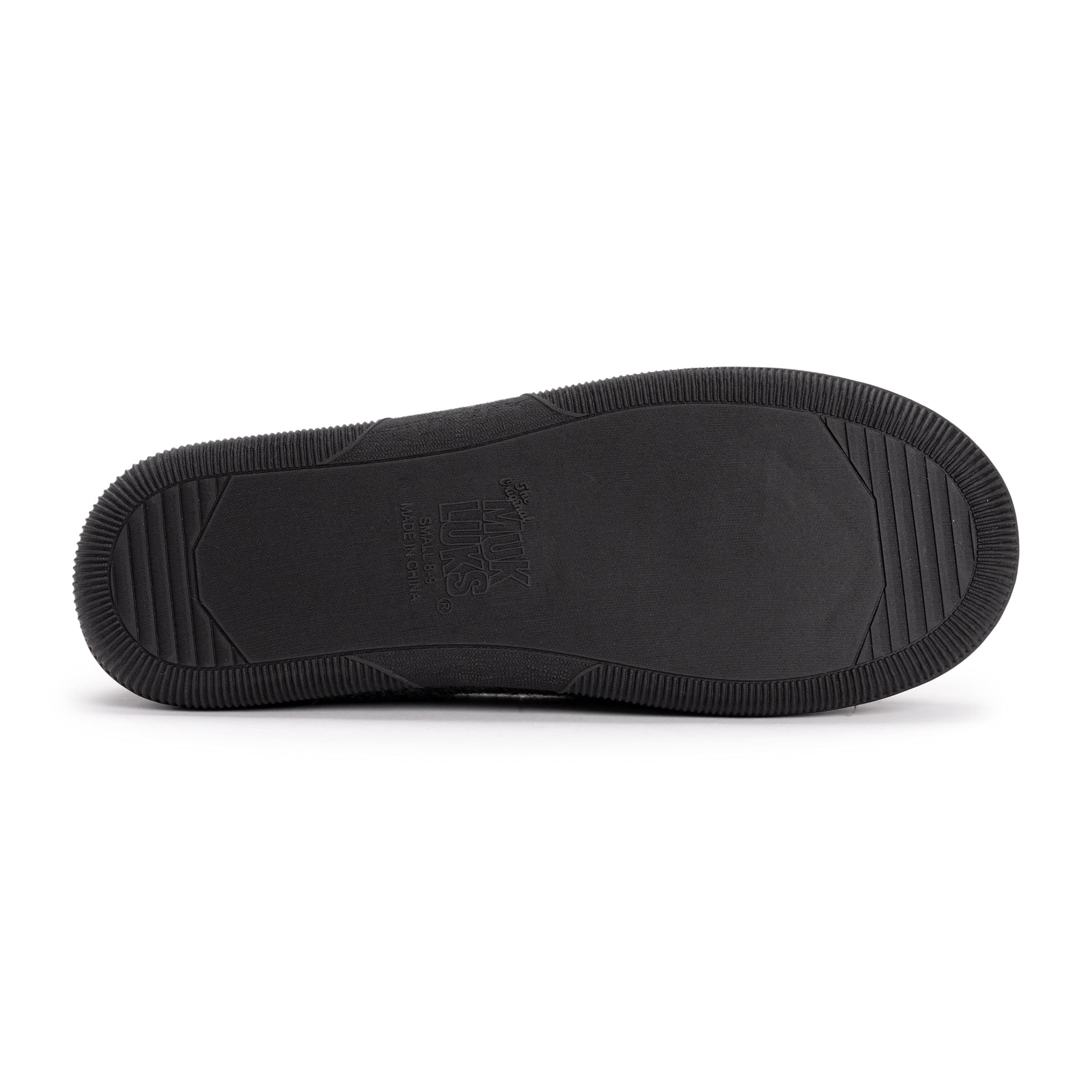 MUK LUKS Men's Faux Leather Clog Slipper, Black, 10-11