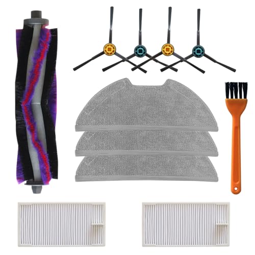 E10s Replacement Parts Accessories Compatible with Eureka E10s Robot Vacuum Cleaner, Including 1 Main Brush, 2 Hepa Filters, 2 Mop Pads, 2 Edge-Sweeping Brushes (11Pc)