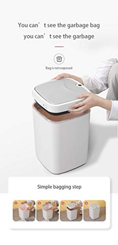 KAMILLEE Sensor Trash Can Automatic Trash Can Garbage Can 4.7 Gallon Metal Touchless Automatic Pearl White Waste Bin for Office Bathroom