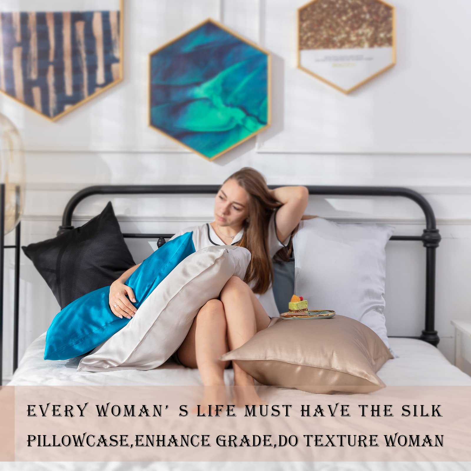 Natural Mulberry Silk Pillowcase with Hidden Zipper for Hair and Skin Standard Size 20"X 26" Soft Breathable Smooth Cooling Pillow Covers for Sleeping(Gray,1Pcs)