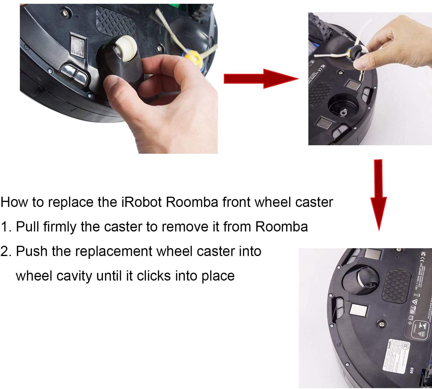 ToSSme Replacement Front Wheel Caster Assembly for iRobot Roomba, 980 880 870 790 780 770 690 650 671 Vacuum, Roomba 500 600 700 800 900 Series Robot Vacuum Cleaner Accessories(2 Pack)