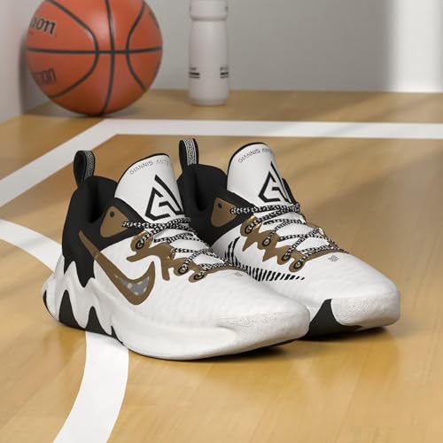 Nike Men's Giannis Immortality Athletic Basketball Shoes (White/Metallic Gold-Black) Size 10.5