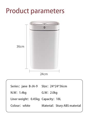 KAMILLEE Sensor Trash Can Automatic Trash Can Garbage Can 4.7 Gallon Metal Touchless Automatic Pearl White Waste Bin for Office Bathroom