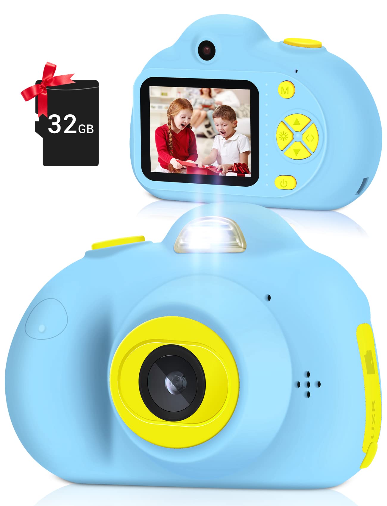OMZER Kids Camera 1080P Selfie Mini Camera, HD Digital Video Camera for Toddlers, Video Recorder Toys for Kids, Christmas Birthday Gifts for Age 3 4 5 6 7 8 9 10 Year Old Girls Boys with 32G SD Card
